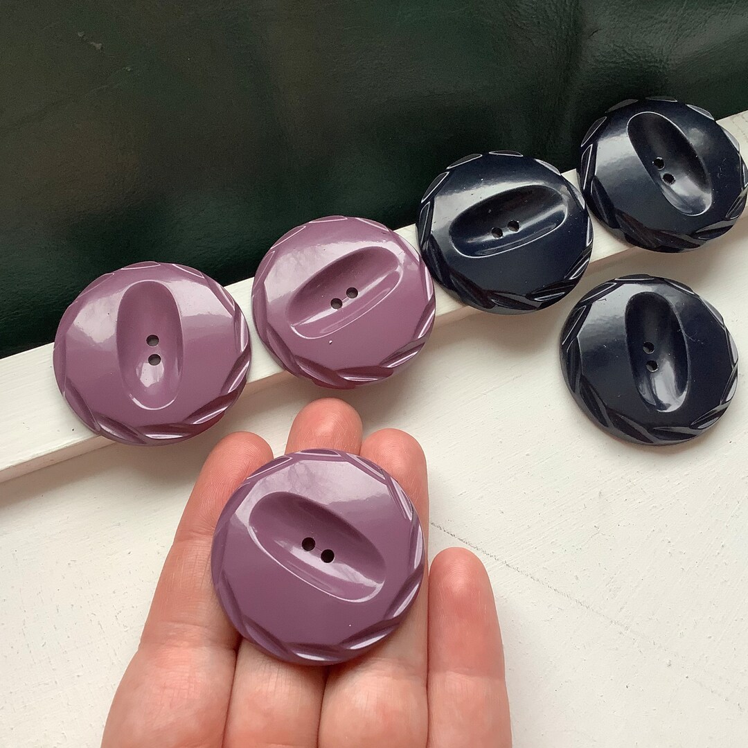 Replacement Big Coat Buttons, 3 Large Purple or Blue Matching Vintage ...