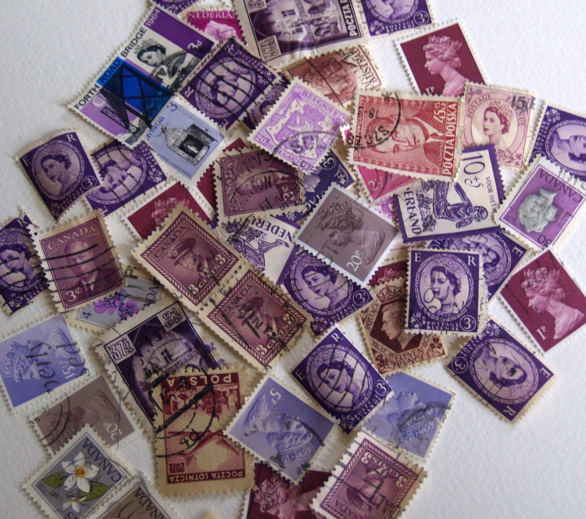Vintage Purple Stamps Lot of 50 for Paper Crafting Collage - Etsy