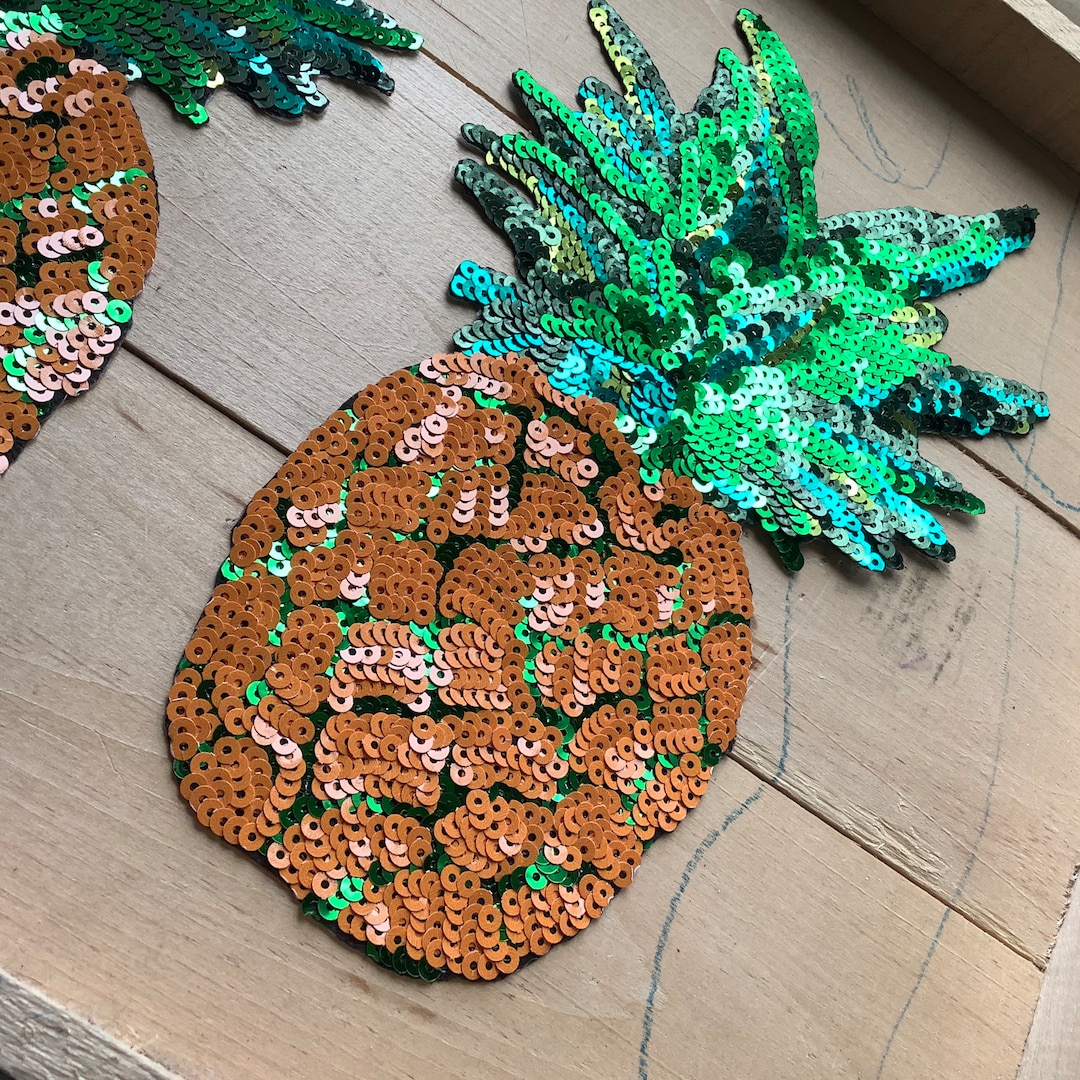 Huge Sequin Pineapple Patch, Big Fruit Iron on Patch for Back of Jacket ...