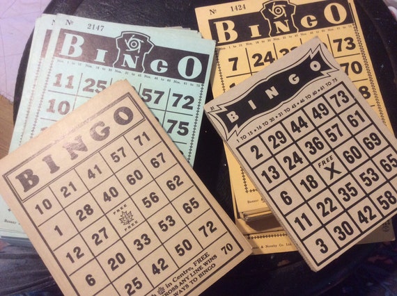 Vintage Bingo cards 8pc cream/blue use for state fair or | Etsy