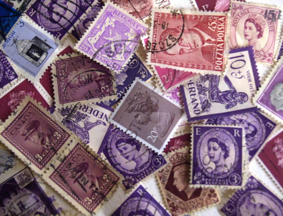 Vintage Purple Stamps Lot of 50 for Paper Crafting Collage - Etsy