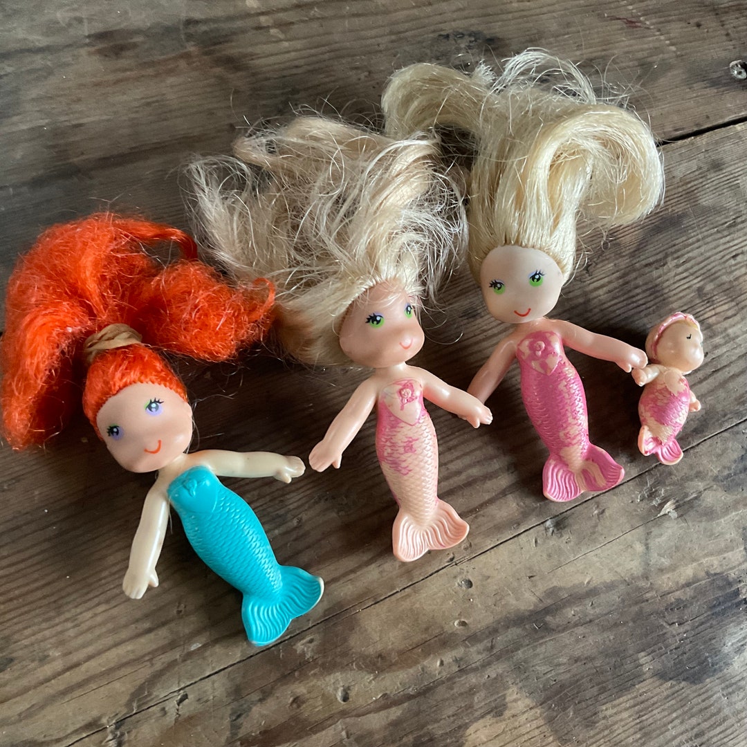 Sea Wees 70s Kenner Mermaid Doll Lot of 4 in Fair Condition Coral Red ...