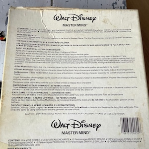 Walt Disney Mastermind Game, Vintage Board Game Logic Puzzle Ages 4 Up ...
