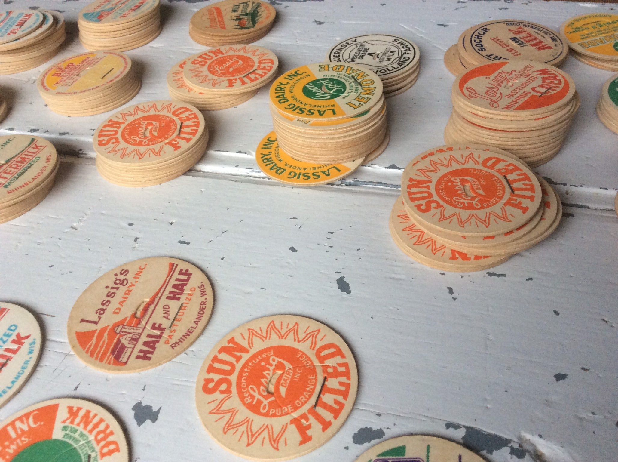 Milk caps 20 genuine vintage paper milk top pogs with dairy | Etsy