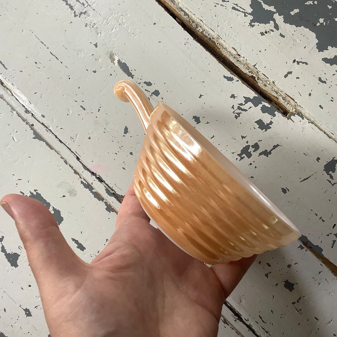 Fire King Vintage Glass Oven Ware Peach Marigold Lusterware Beehive ...