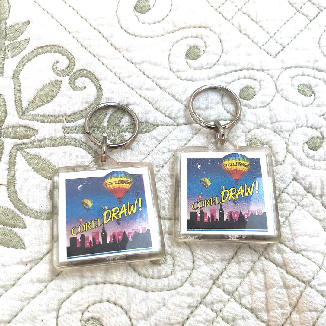 Y2K Key Chain 2 Corel Draw Vintage Pc Computer Software Collectible 90s ...