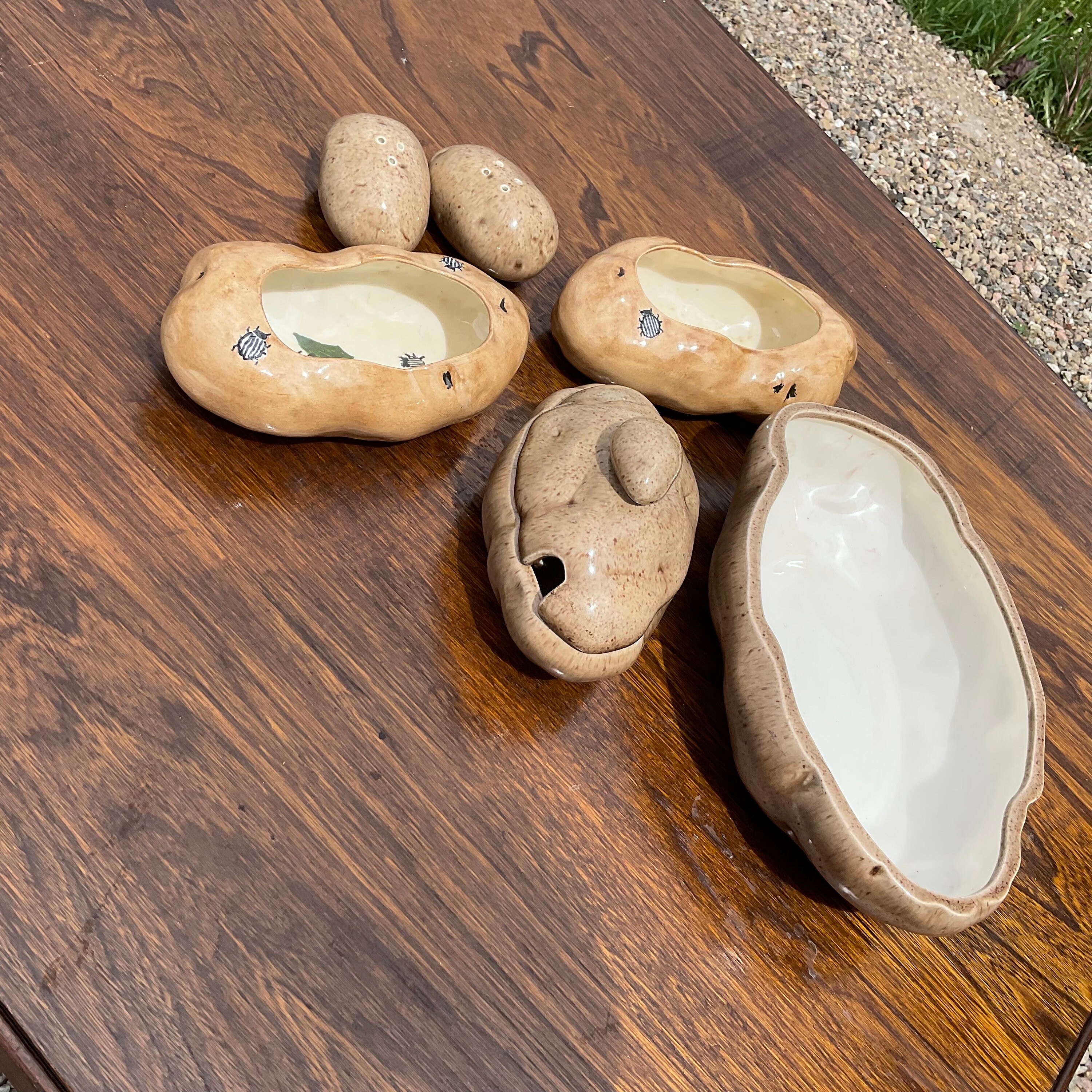 Vintages Ceramic Potato Serving Set 6 Pc Lot 70s 80s Baked Mashed ...