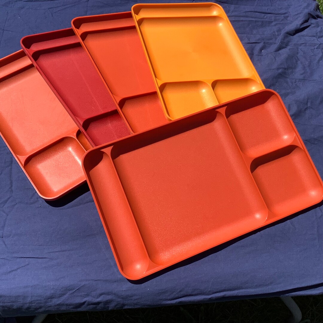 Tupperware Divided Meal Tray 5pc Vintage Lot in Orange Harvest Yellow ...