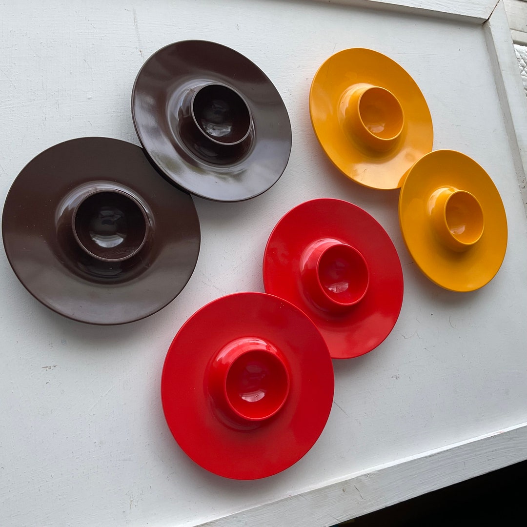 Egg Cups 1970s Melamine Dishes Set of 6 Mepal Rosti Denmark Red Orange ...