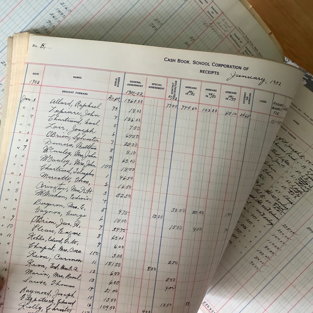 Old Handwriting Ledger Paper 10 Pages, 30s 40s 50s Large 12 X 17 ...