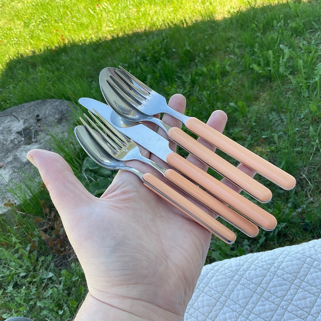 Pink 70s Cutlery Plastic Handle 10 Pc Partial Set Replacements 1 Each ...