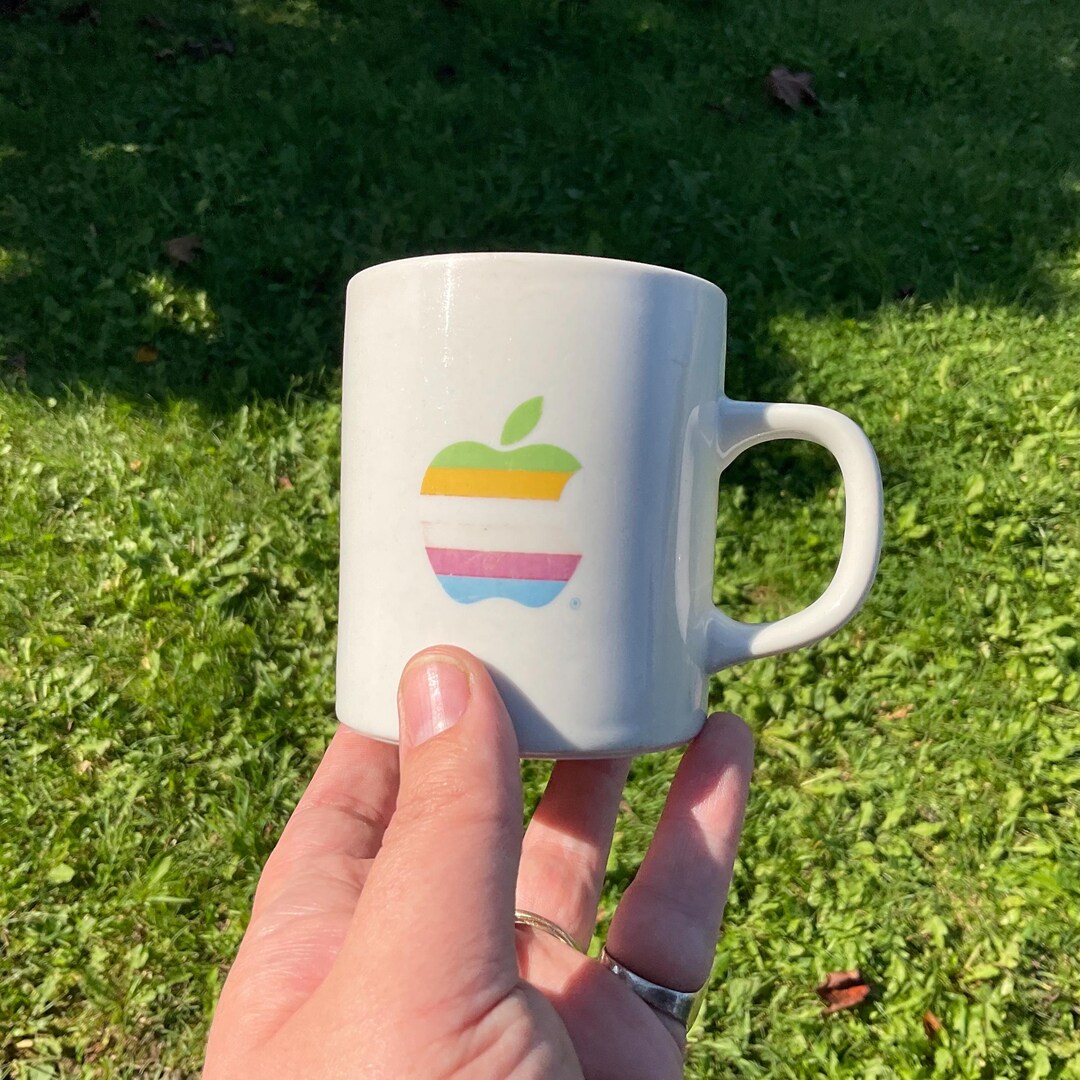 Rainbow Apple Computer Ceramic Mug Vintage 1980s Logo Techie Gift With ...