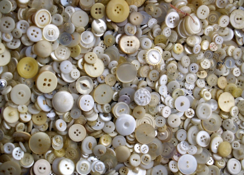 White Buttons Mix 300 Pc Lot of White, Cream, Variety Pack of Buttons ...