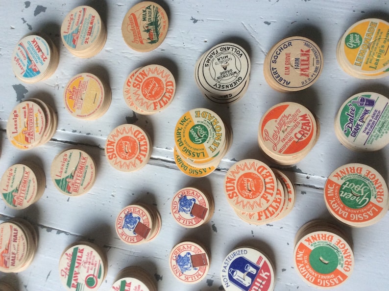 Milk Caps 20 Genuine Vintage Paper Milk Top Pogs With Dairy - Etsy