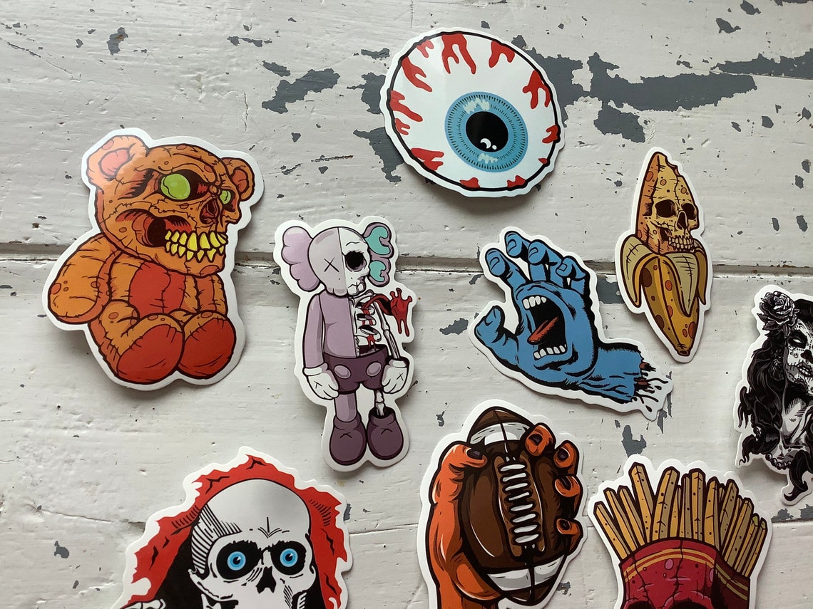 Zombie Vinyl Stickers Pack of 9 Pvc Cool Stickers to Use on - Etsy