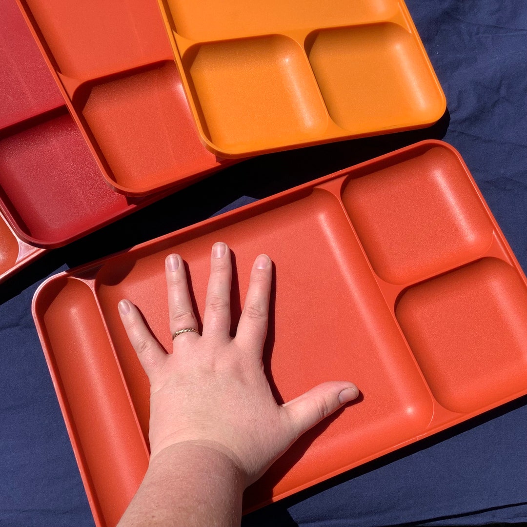 Tupperware Divided Meal Tray 5pc Vintage Lot in Orange Harvest Yellow ...