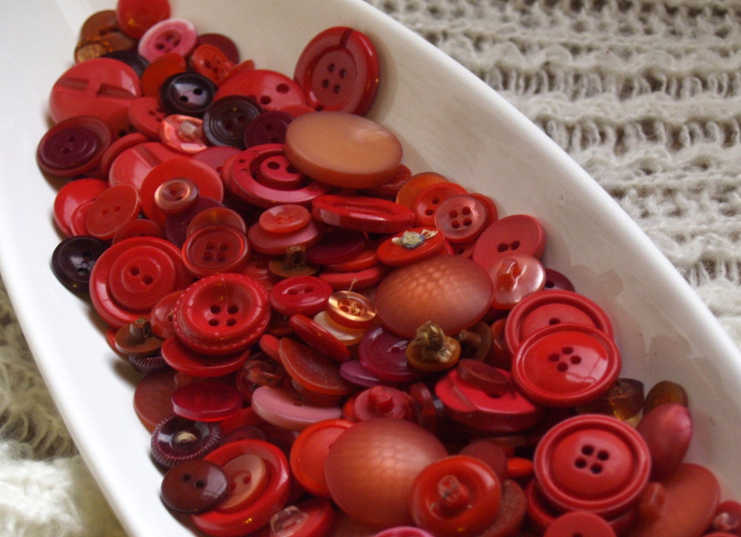 Red Buttons Lot, Bulk Supplies Vintage and New Kids Crafts Sewing and ...