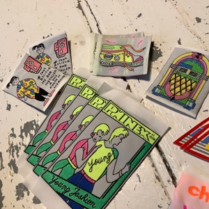 90s Neon Patches, Bright Teen Fashion Woven Label Appliqués for ...