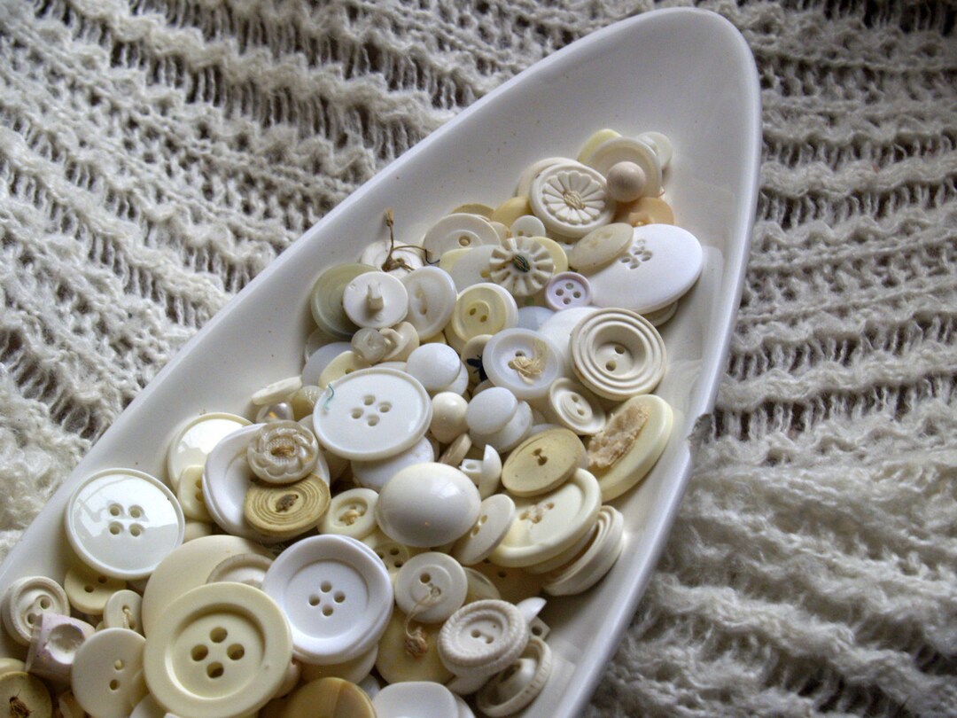 Bulk Button Supply Lot, White Vintage and New Kids Crafts Sewing and ...
