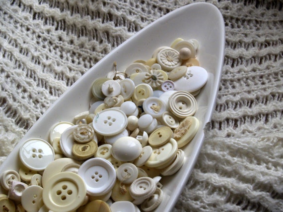 Bulk Button Supply Lot White Vintage and New Kids Crafts Sewing and Art 100 Opaque Snowy White Buttons Collection Play Display Bowl Filler Etsy