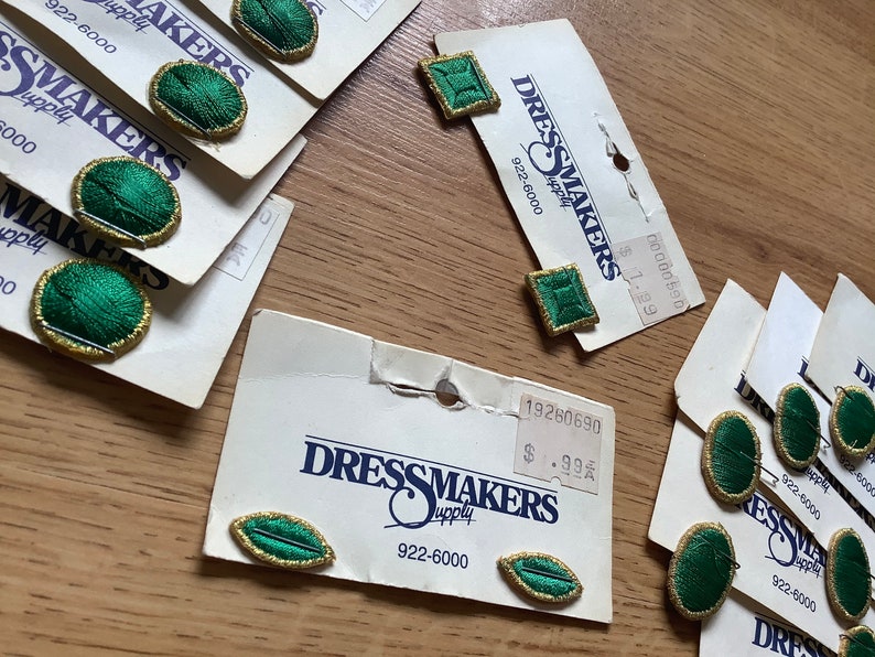 Emerald Green Faux Gem Setting Embroidered Patch Appliques With Gold ...