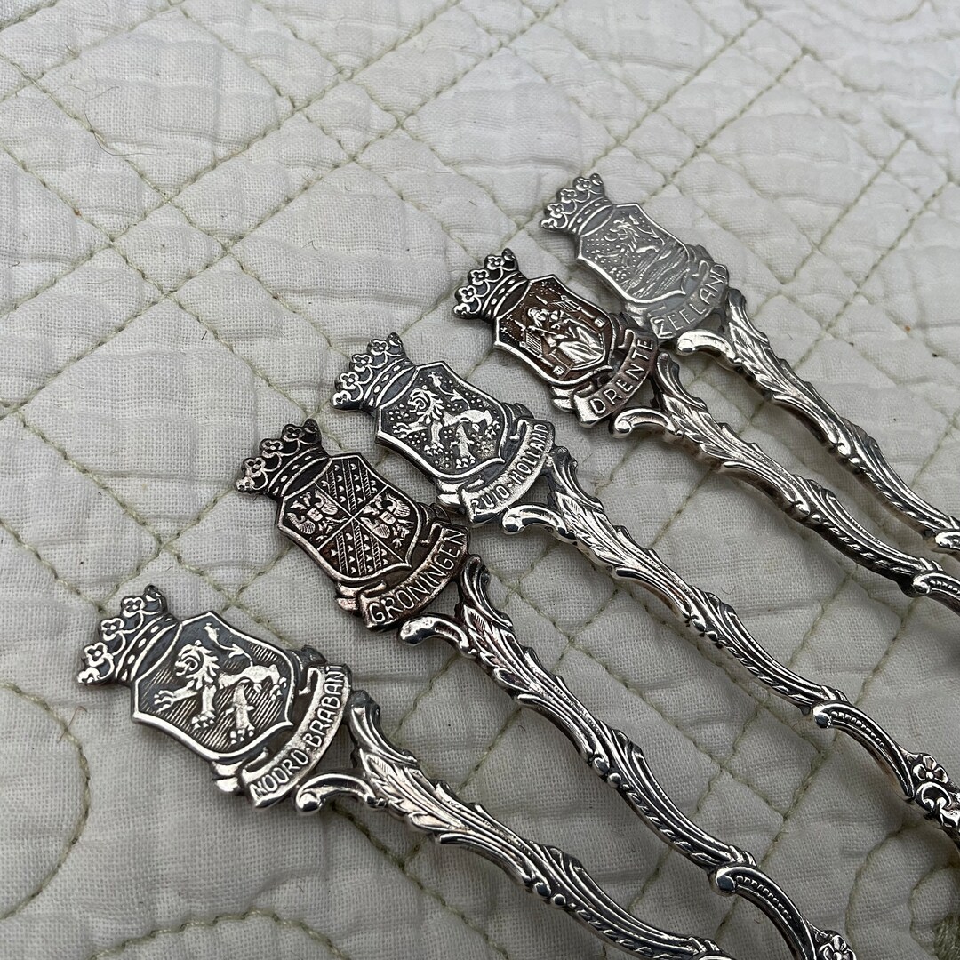 Dutch Provinces Souvenir Spoons 5 Different Crests Drenthe Groningen ...