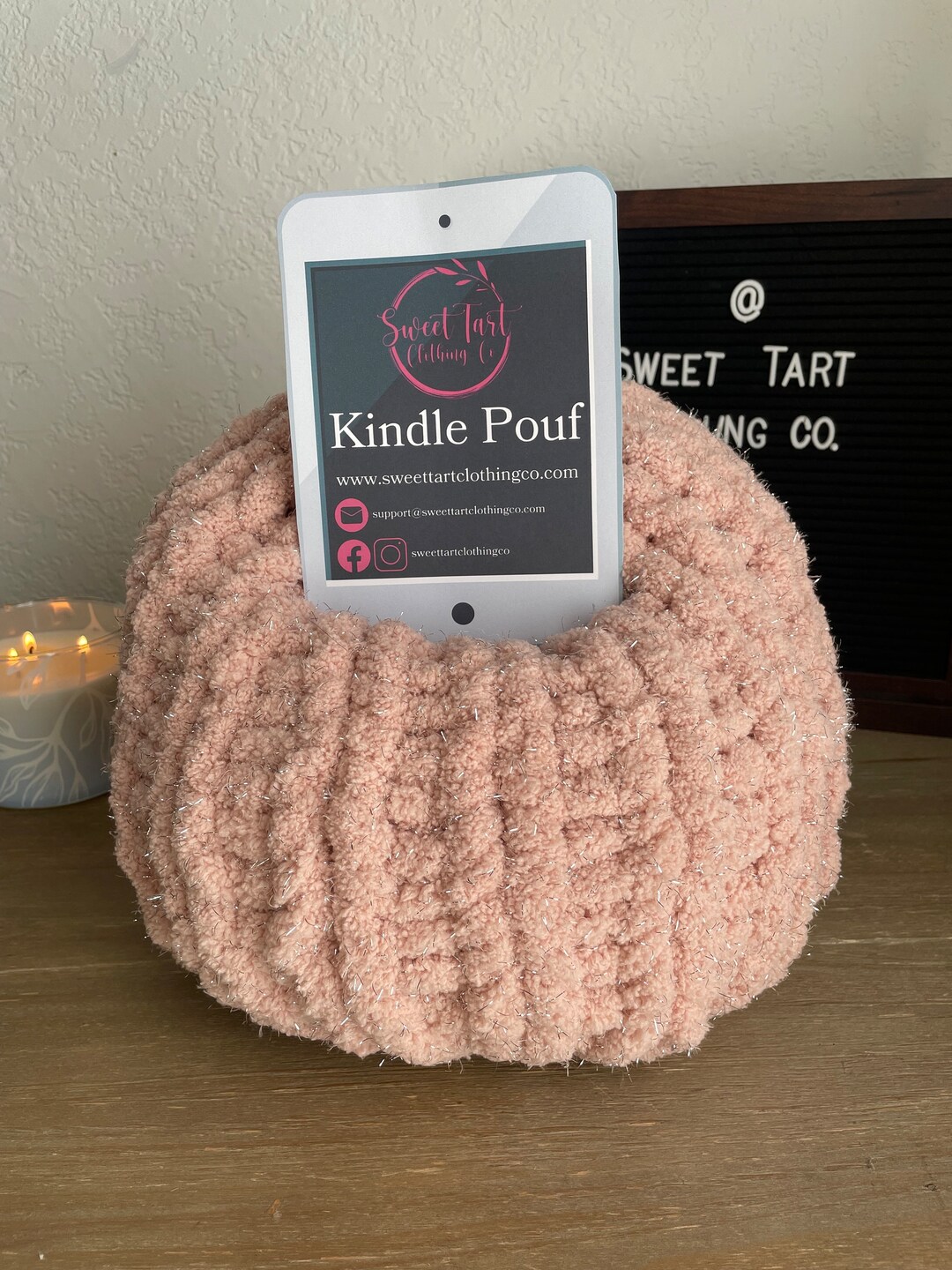 Kindle Pouf- Light Pink Sparkles- Extra Large- Fluffy- Book Pillow ...