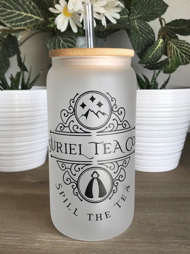 Suriel Tea Co 16oz Frosted Libbey Glass Acotar Cup Bookish - Etsy