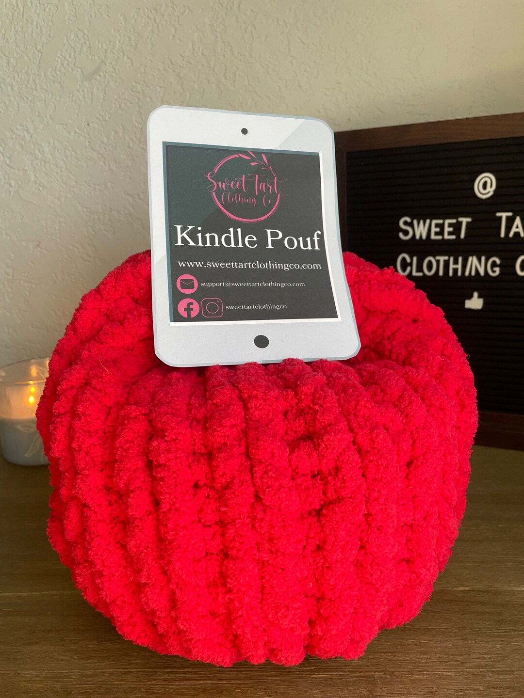 Kindle Pouf Magenta Extra Large Fluffy Book Pillow Hand Knitted Squishy ...