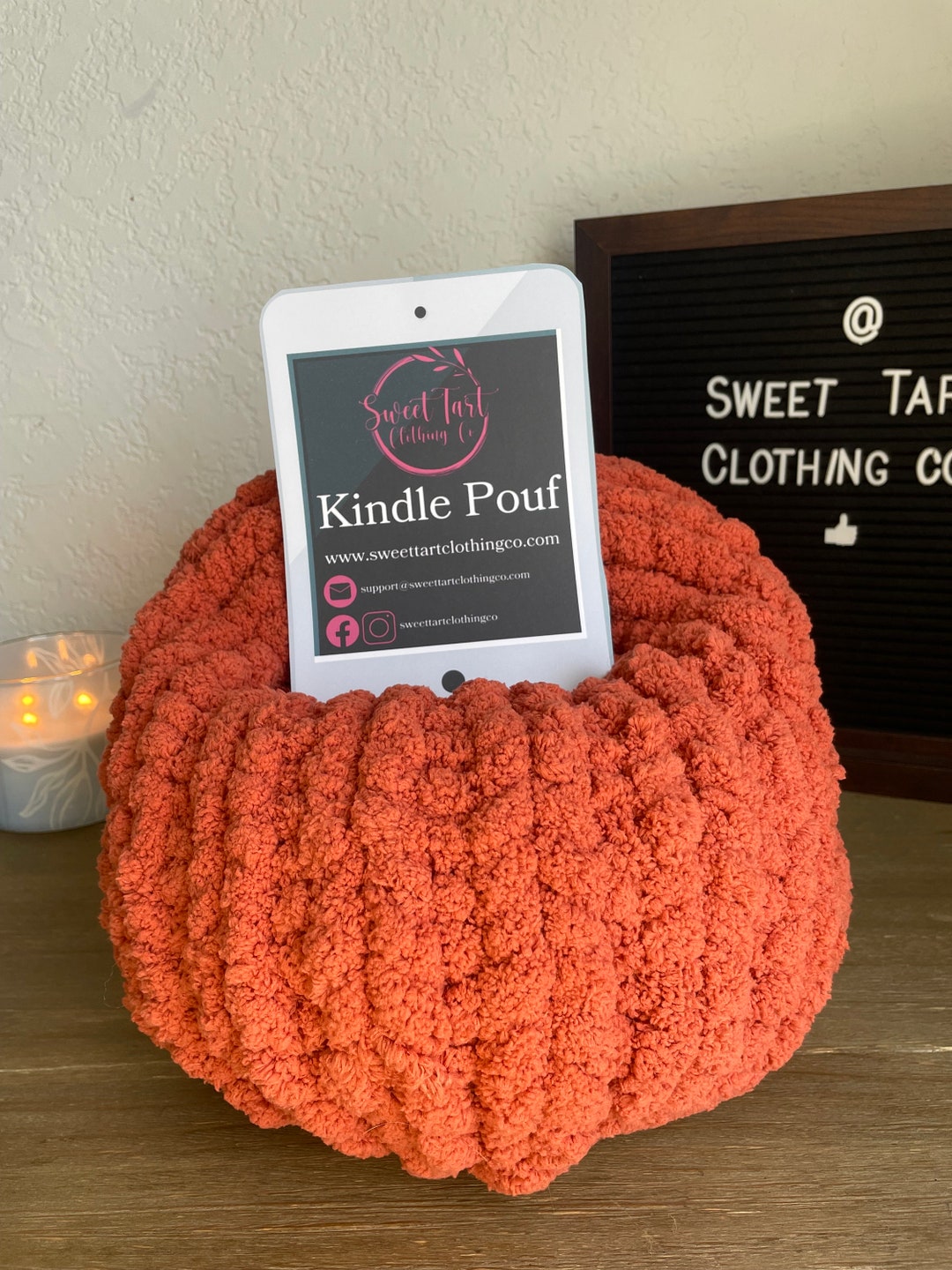 Kindle Pouf- Autumn Orange- Extra Large- Fluffy- Book Pillow- Hand ...