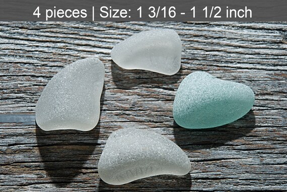 Sea glass bottle bottom 4pcs Large sea glass pieces set | Etsy