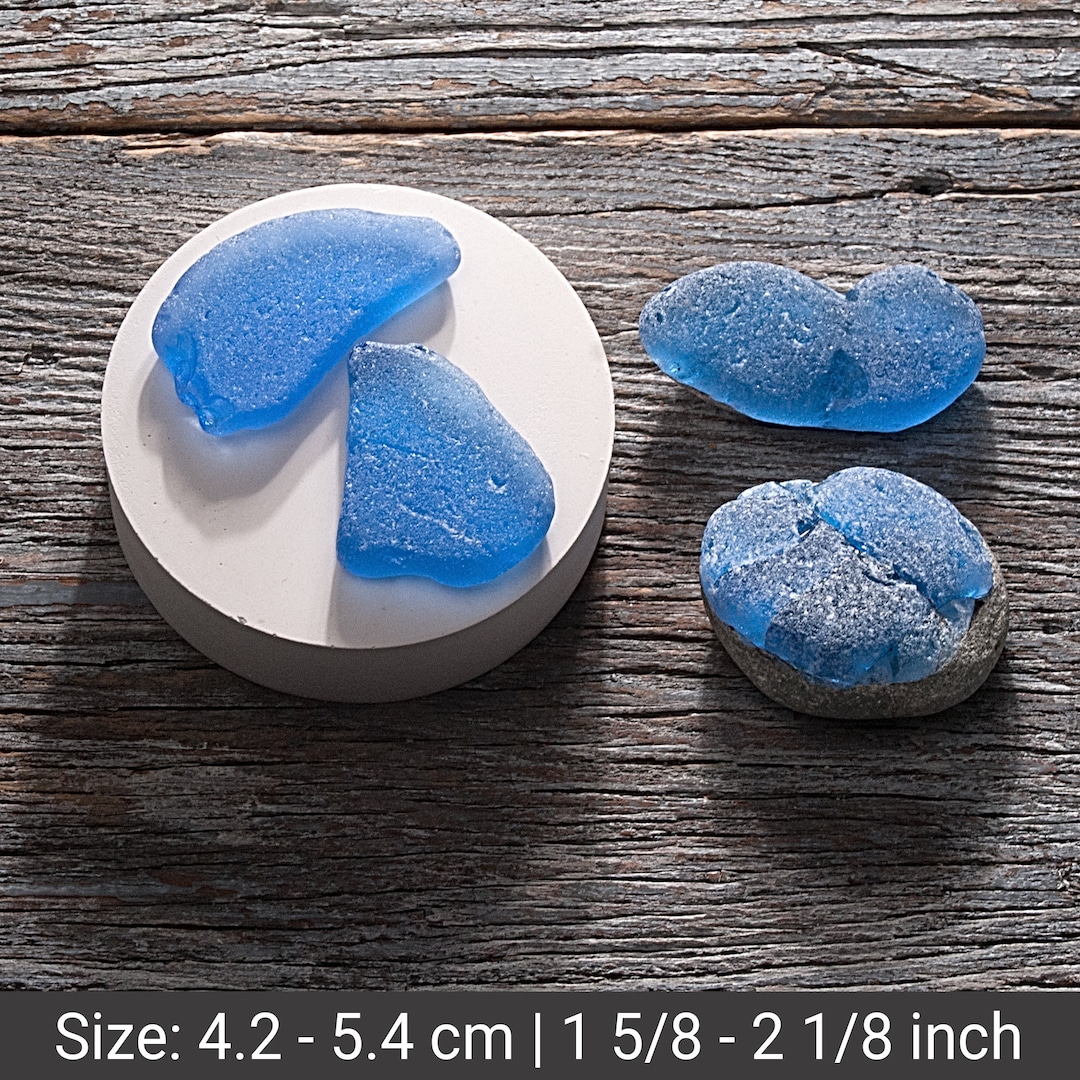 4pcs Rare Ultramarine Sea Glass Set. Deep Blue Color Beach Glass ...