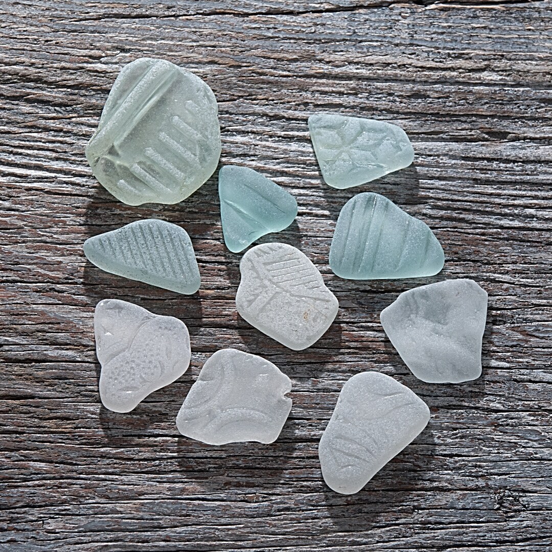 Patterned Sea Glass 10pcs, Rare Beach Glass, Sea Glass Jewelry Supplies ...