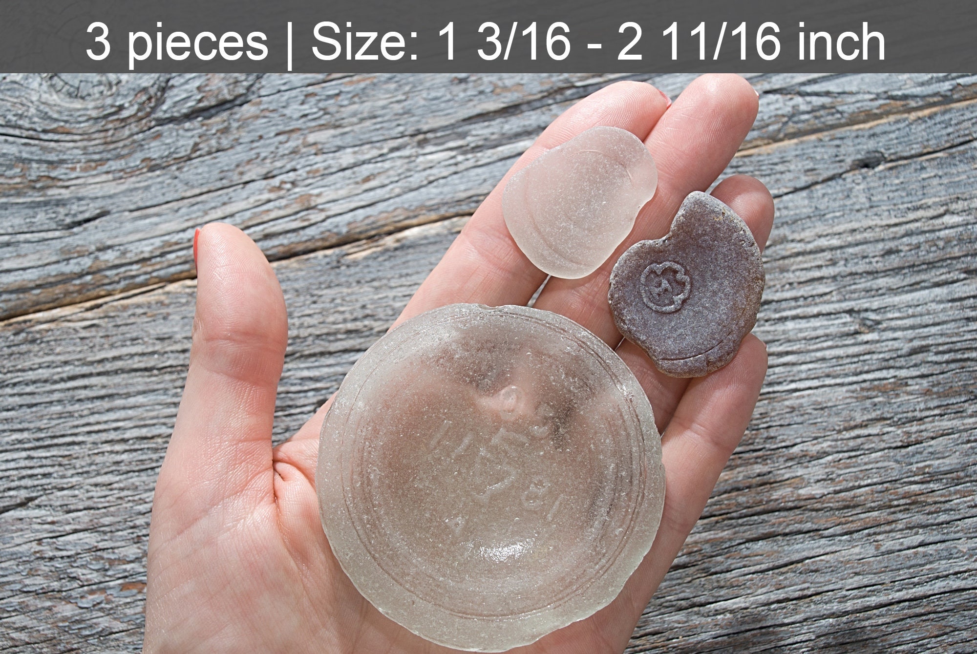 Bottle Bottoms 3pcs Round Beach Glass Large Sea Glass - Etsy