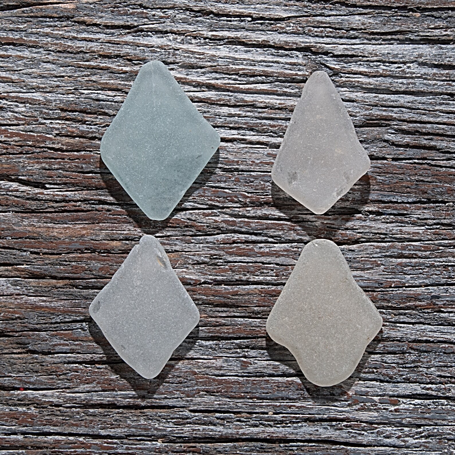 Sea Glass Diamond Shaped Pieces 4 Pcs. Beach Fragments for Jewelry ...