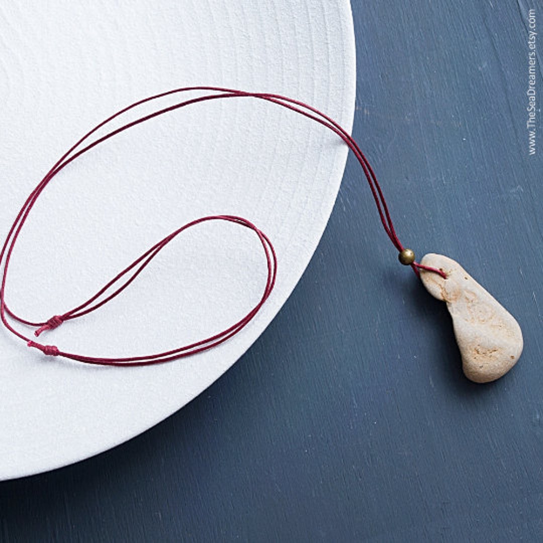 Beach Stone Protection Amulet, Hag Stone Necklace, Raw Holey Stone ...