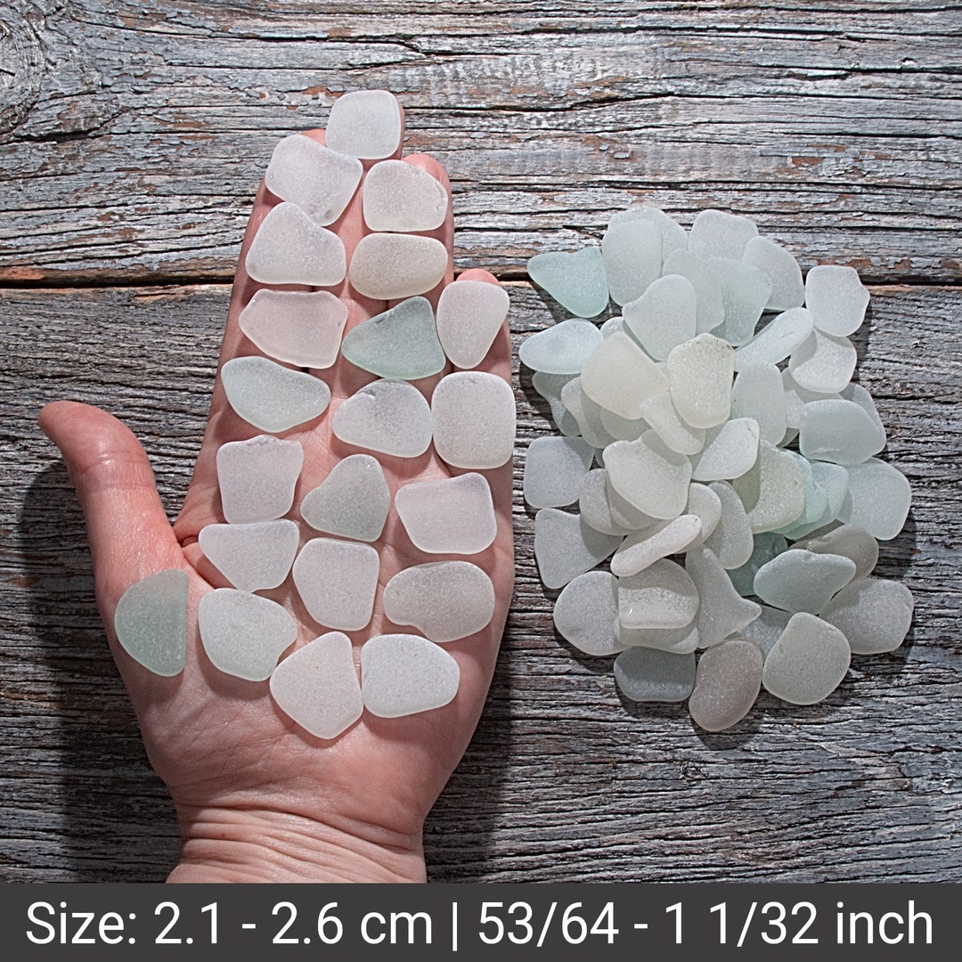 Frosted White and Blue Beach Glass Bulk 75pcs. Medium Sea Glass Filler ...