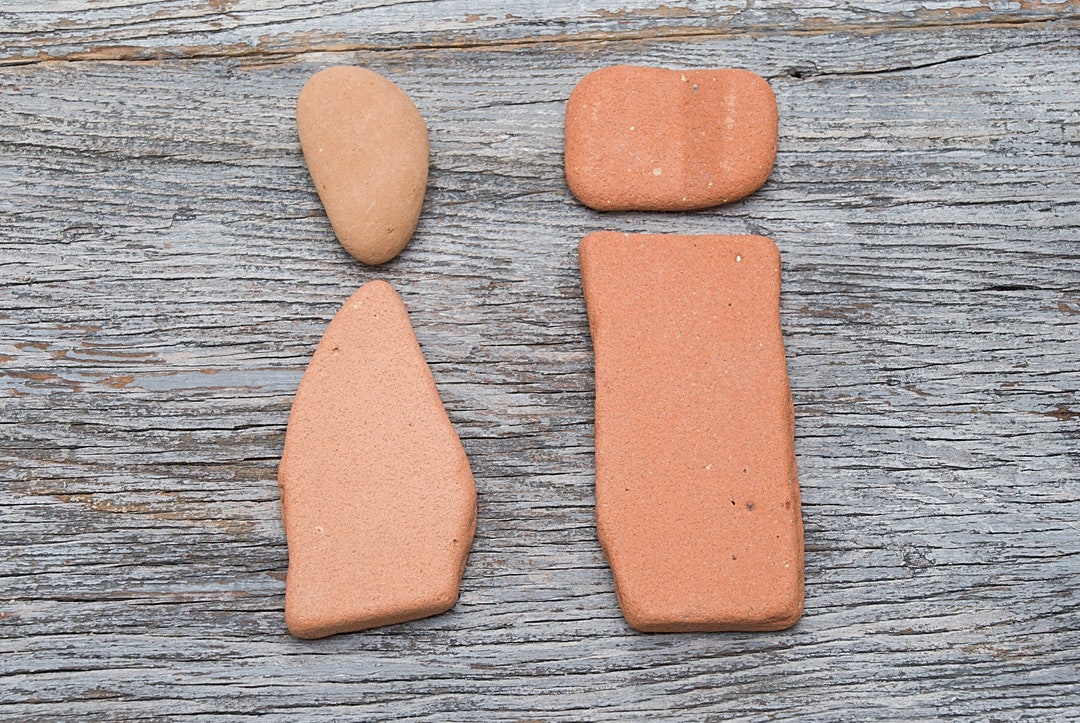 Terracotta Beach Pottery 4pcs. Sea Brick Pottery for Art, Beach Stone ...