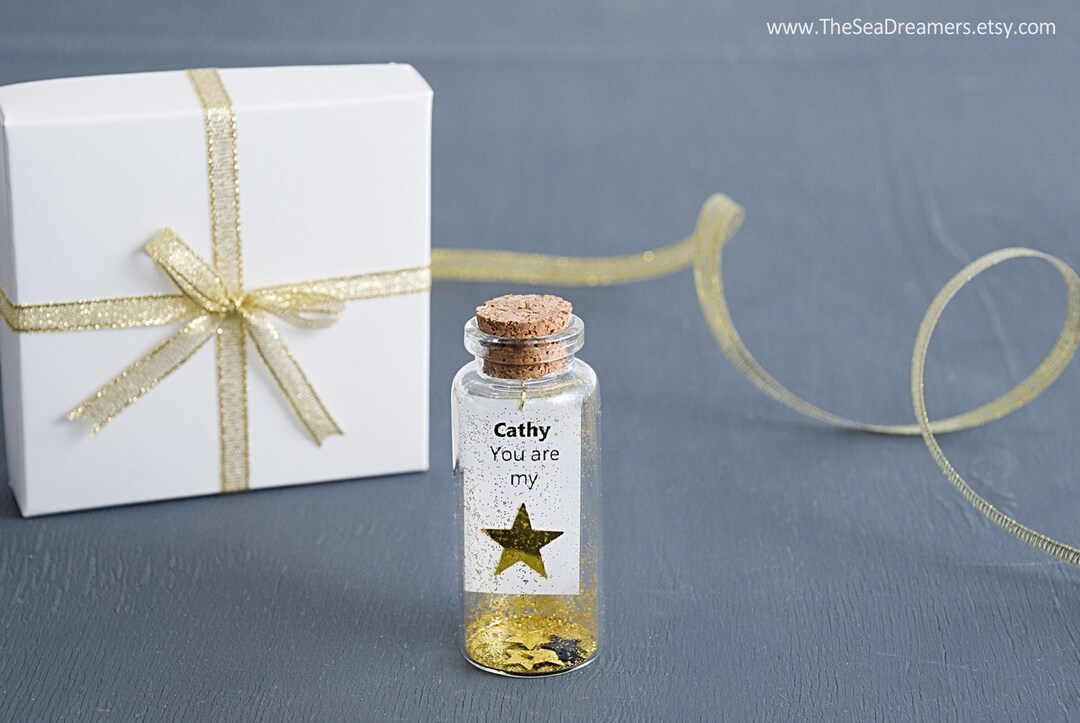 You Are My Star, Gold Star Gift, Tiny Message in a Bottle, Personalised ...