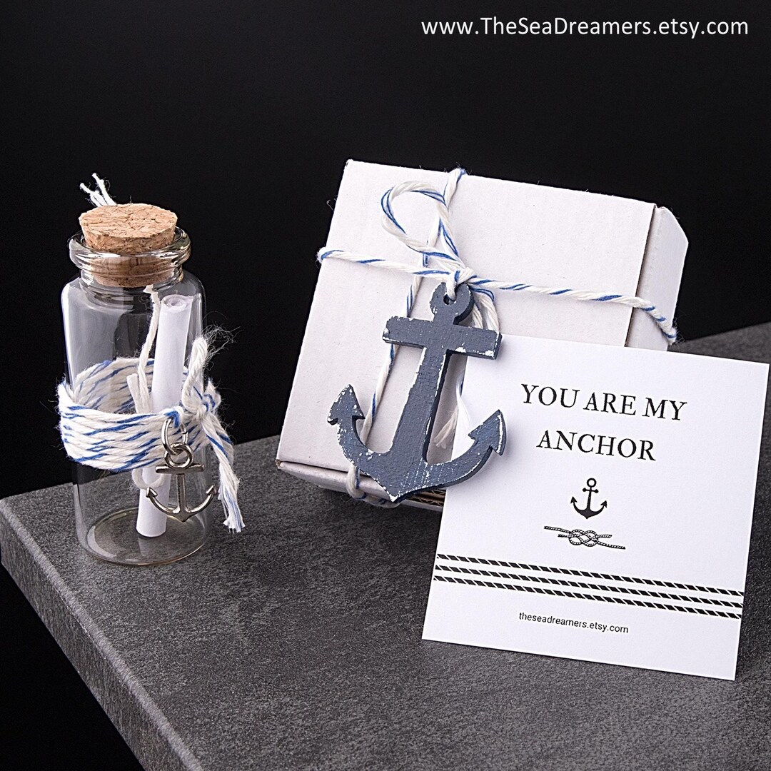 Nautical Message in a Bottle With Anchor Charm, Decorations, Blue ...