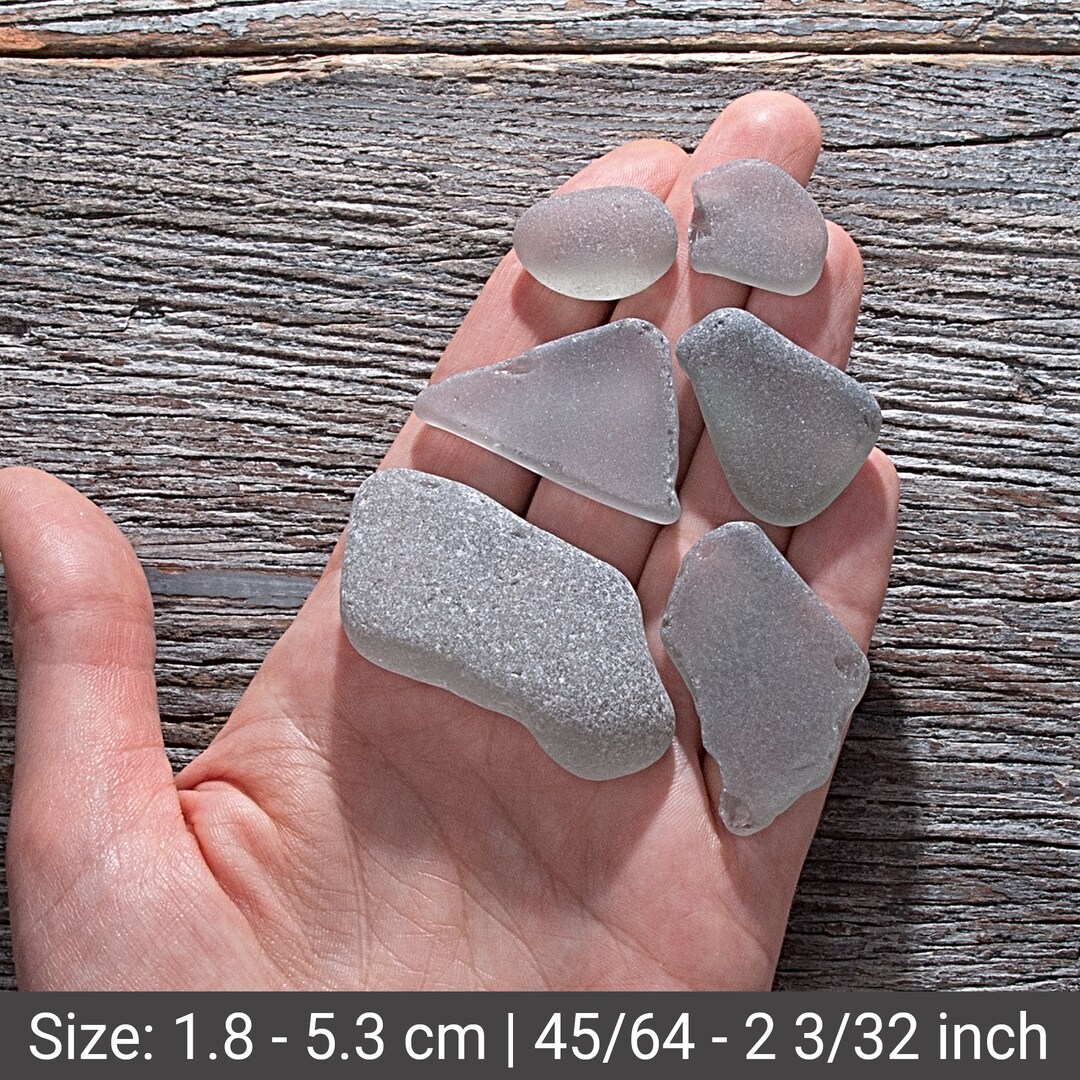 Huge Rare Gray Sea Glass Piece 6pcs. Sea Glass Paperweight. Pure Beach ...