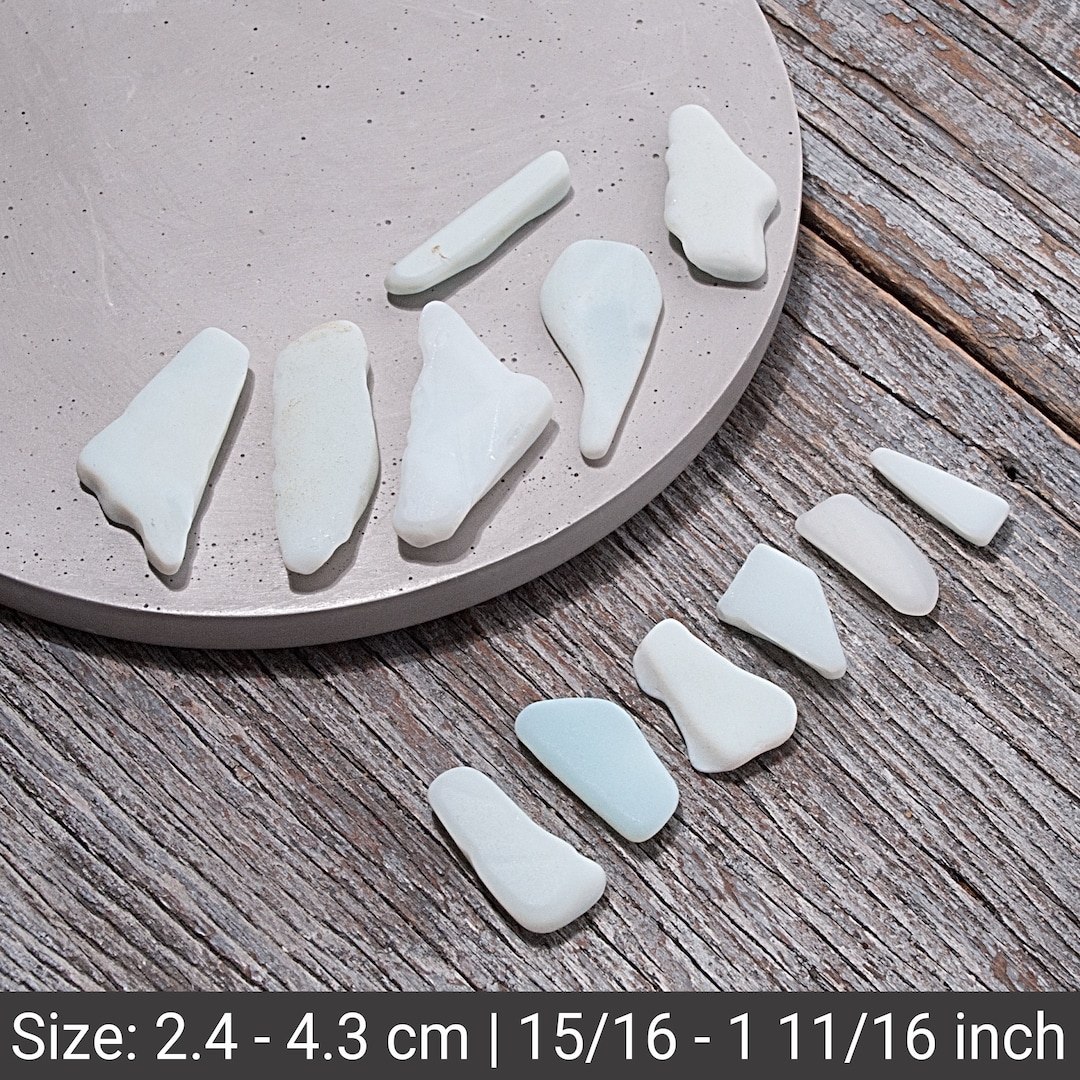 Opaque White and Blue Beach Finds 12pcs, Matte Beach Glass Finds ...