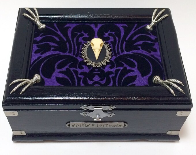 Raven Skull Tarot Card Box, 'spells and Fortunes' Trinket Box, Gothic ...