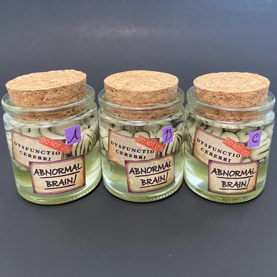 Brain in a Jar, Glow in the Dark, Antiqued Mini Brain, Halloween ...