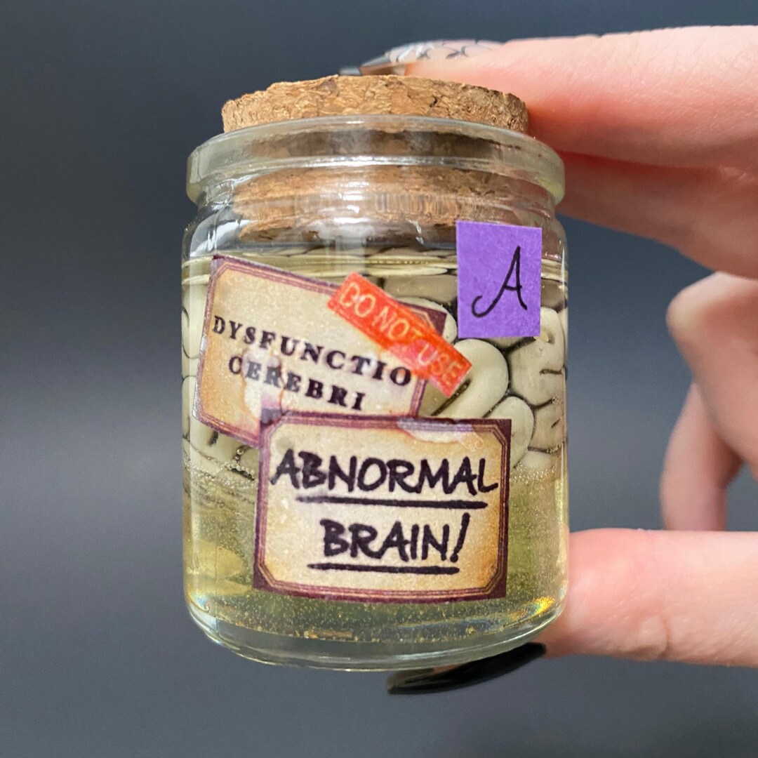 Brain in a Jar, Glow in the Dark, Antiqued Mini Brain, Halloween ...