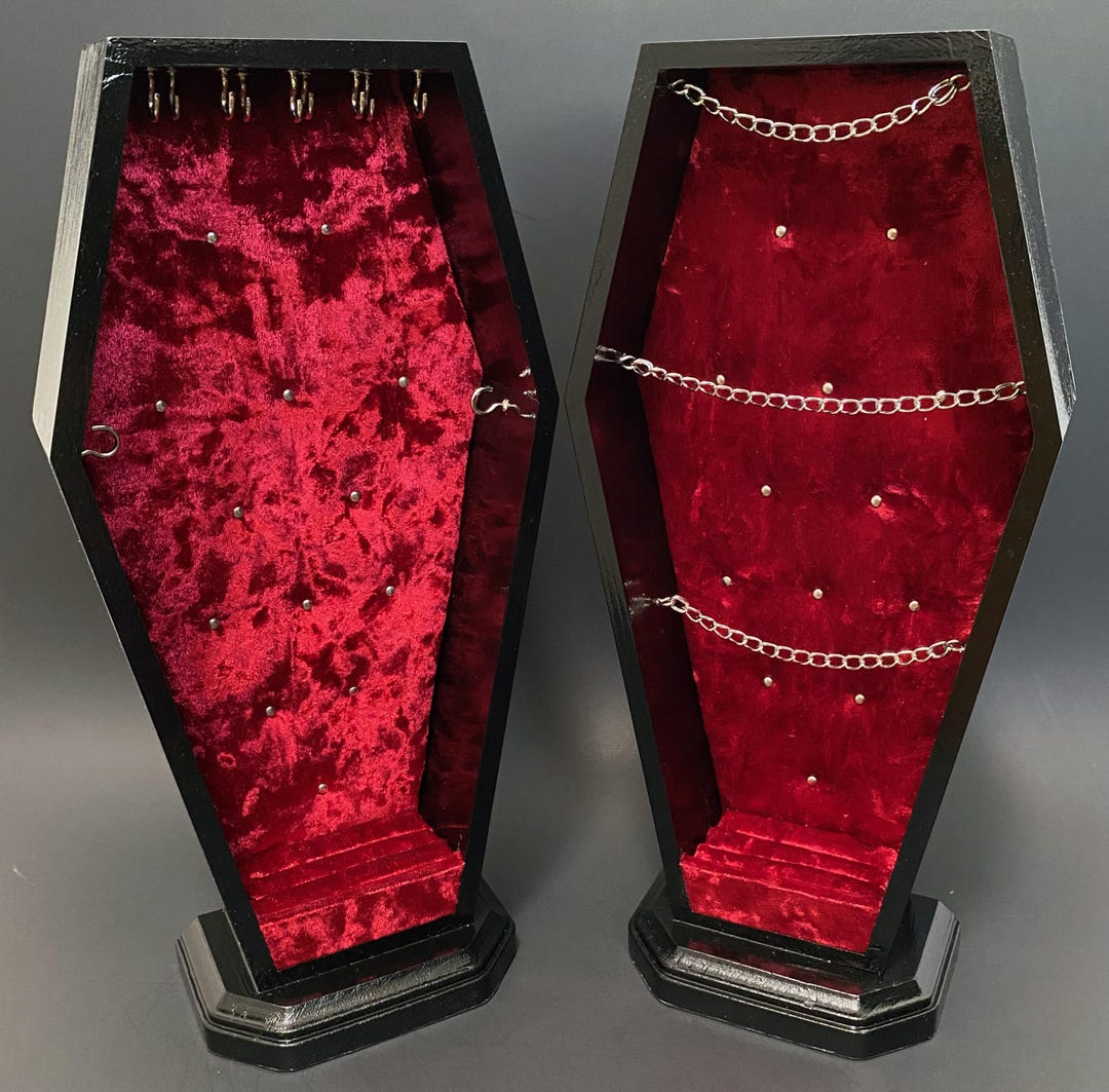 Coffin Jewelry Display Box Set, Standing Coffin Jewelry Box, Jewelry ...
