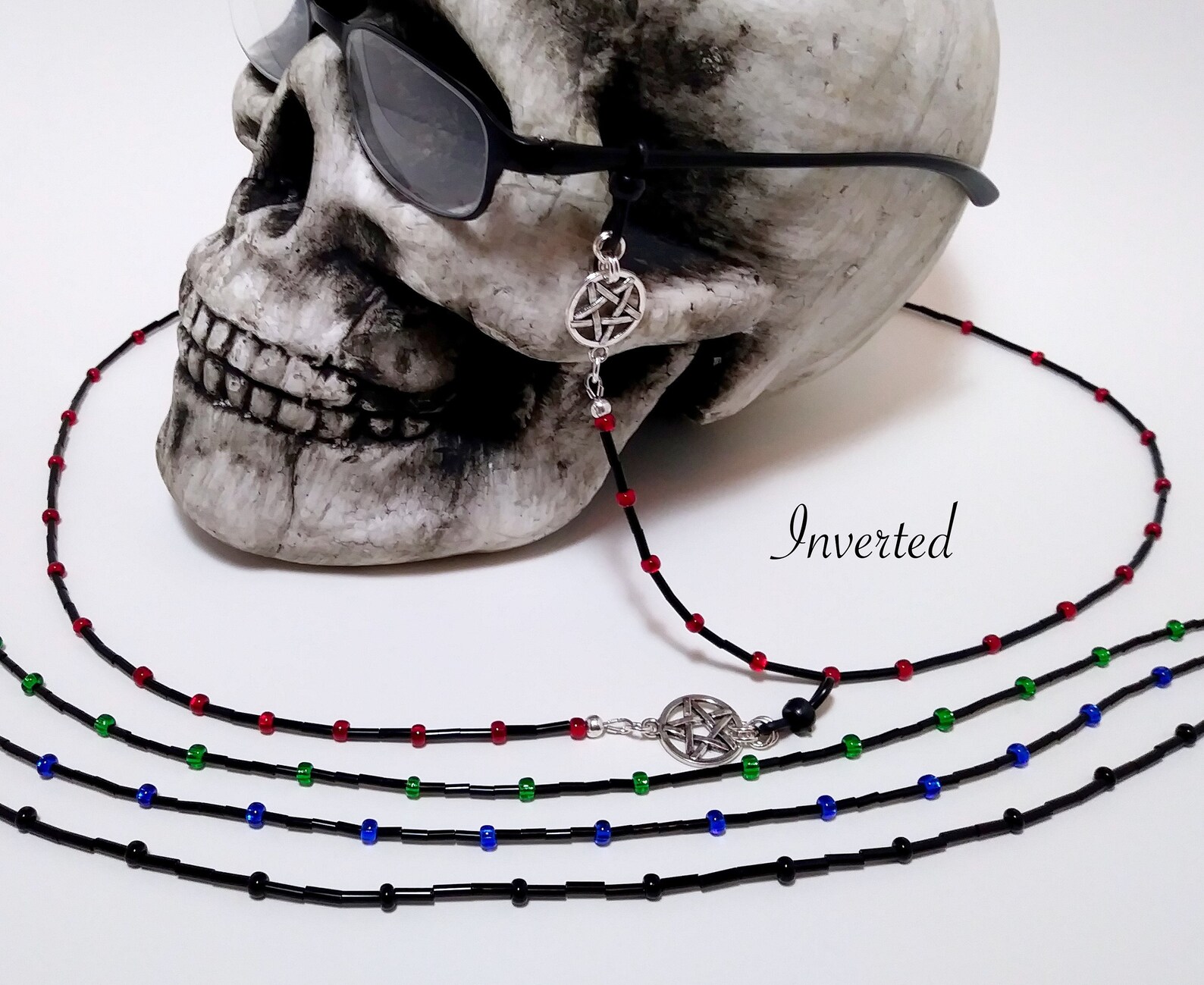 Gothic Pentagram Eyeglass Chain, Witch Eyeglass Chain, Beaded Cord, Now ...