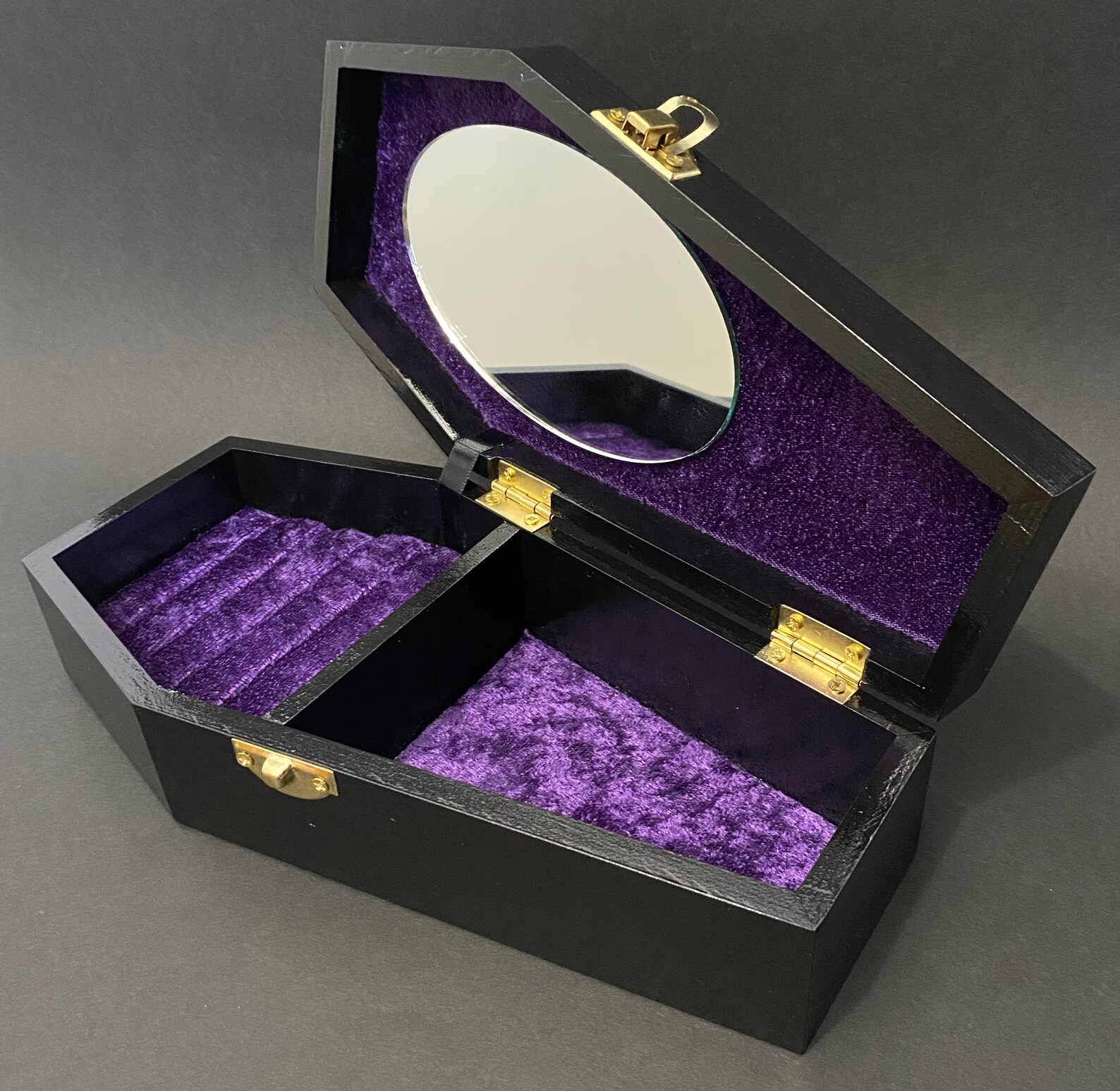 Velvet Lined Coffin Jewelry Box With Mirror - Gothic Decor - 9 Inch - Etsy