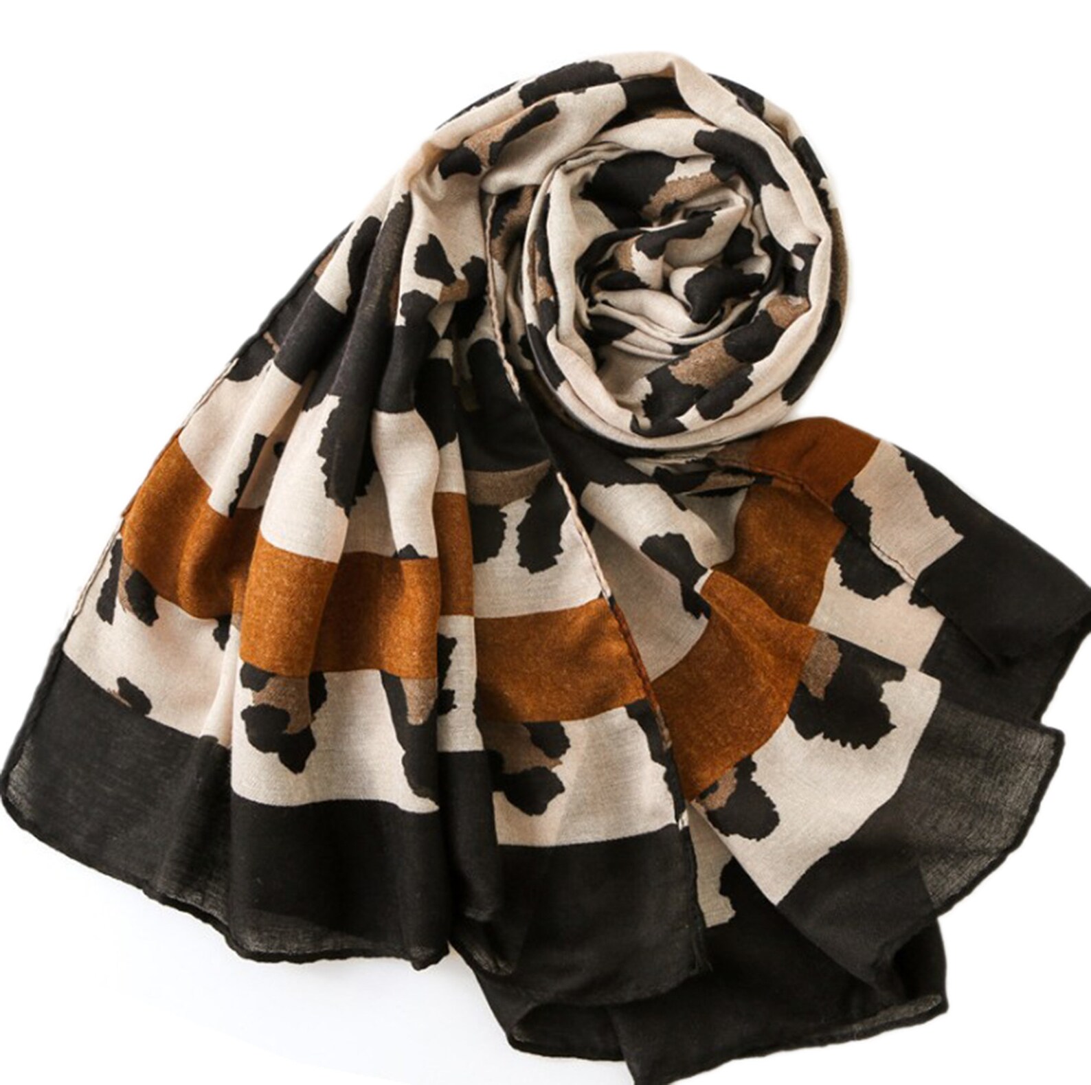 Leopard Print Brown Lightweight Long Scarf Women Bohemian | Etsy