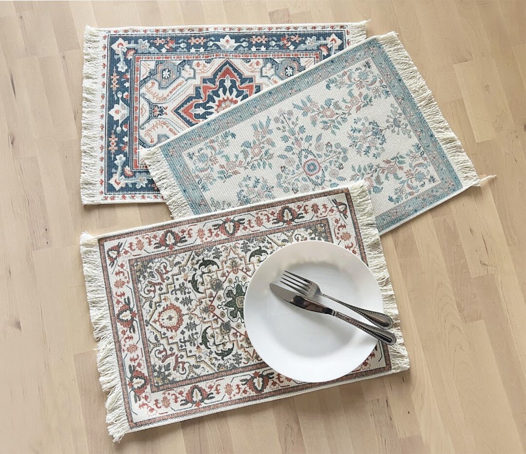 Antique Turkish Print 4-piece Placemats for Home Decor, Everyday Use 3 ...